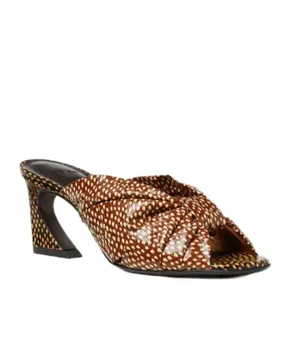Fendi Peppered Falena Motif Calfskin Slides