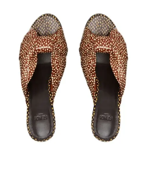 Fendi Peppered Falena Motif Calfskin Slides