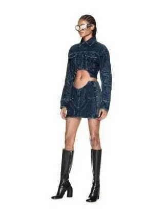 Off-White Cropped Cut-out Denim Jacket