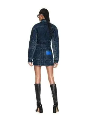 Off-White Cropped Cut-out Denim Jacket