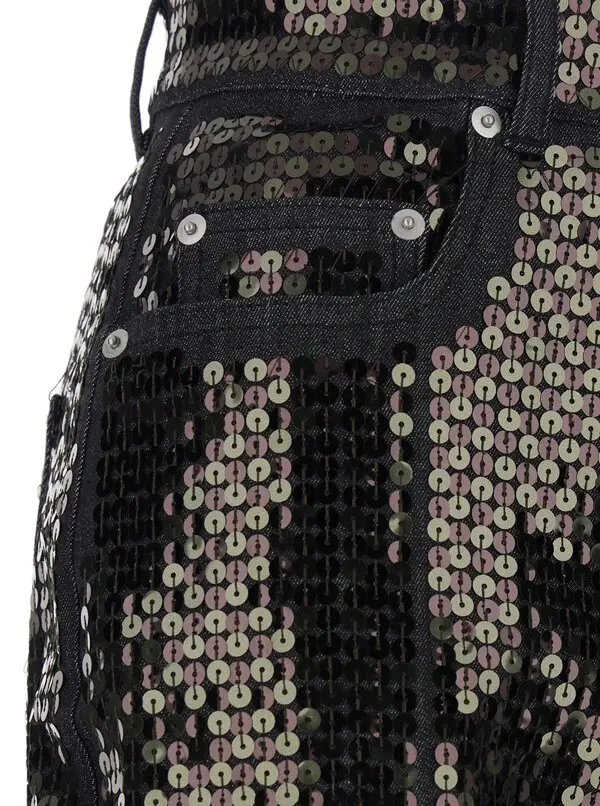 Rick Owens Sequin Embellished Flared Jeans