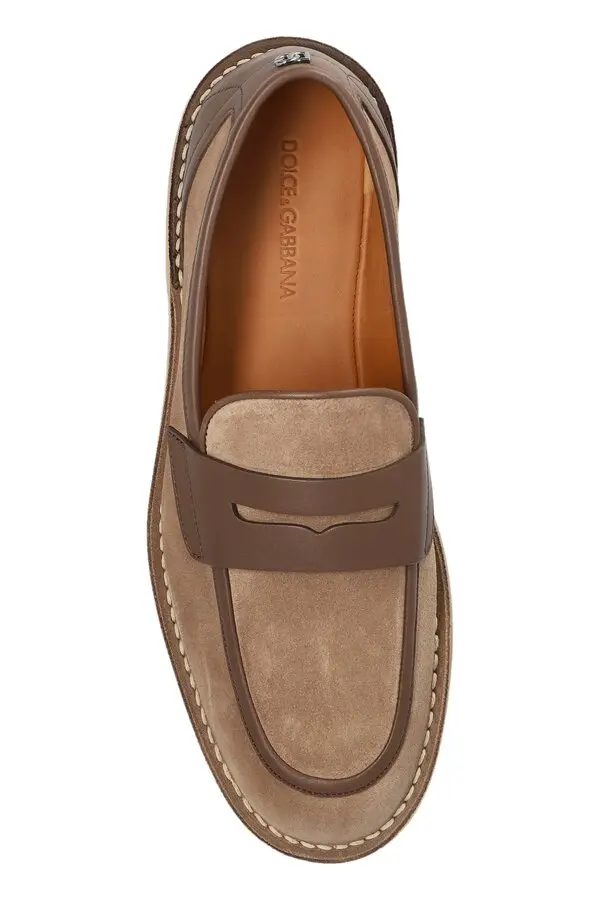 Dolce & Gabbana Logo Plaque Loafers - Brown
