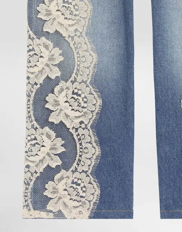 Dolce & Gabbana Lace Detail Jeans - Blue