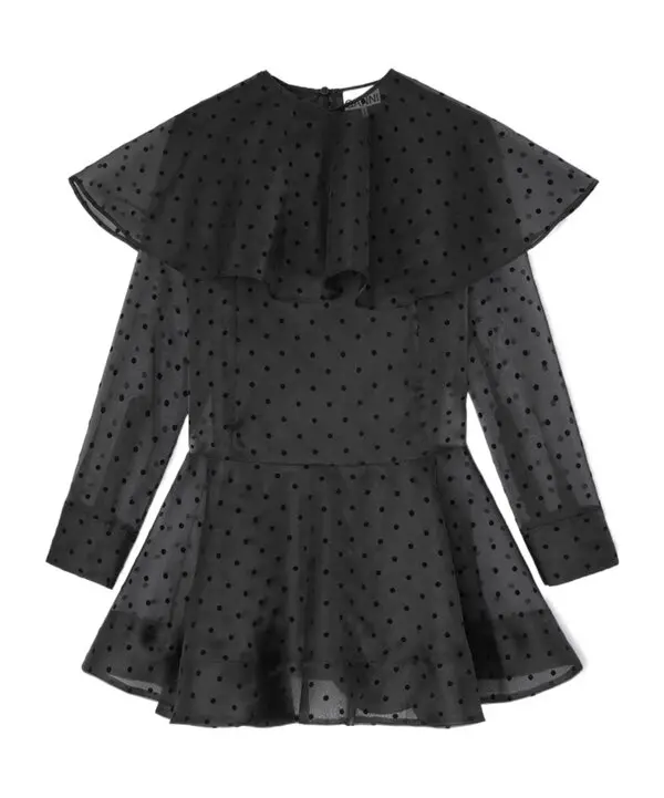 GANNI Organza Circle Collar Dress With Buttoned Back