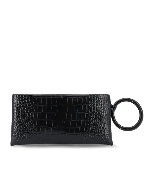 TOM FORD Ring Handle Textured Wristlet Bag - Black