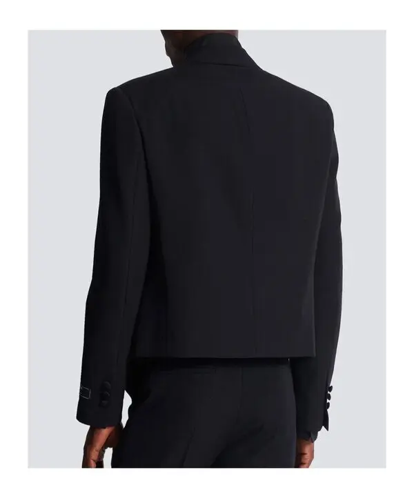 Balmain Grain De Poudre Crystal Embellished Double-breasted Jacket