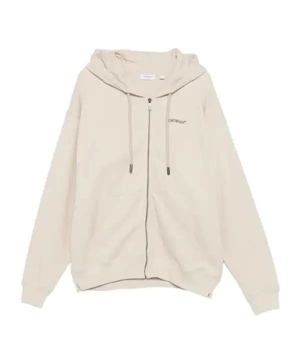 Off-White Zip-up Drawstring Hoodie