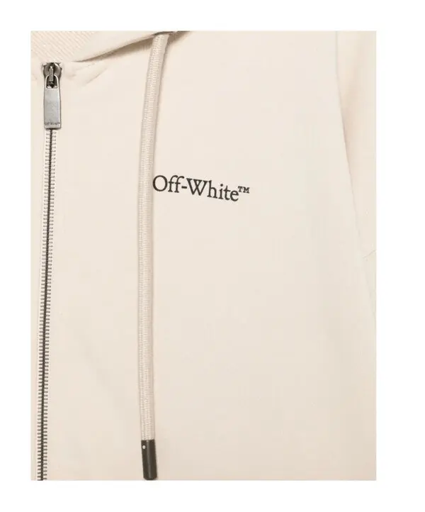 Off-White Zip-up Drawstring Hoodie