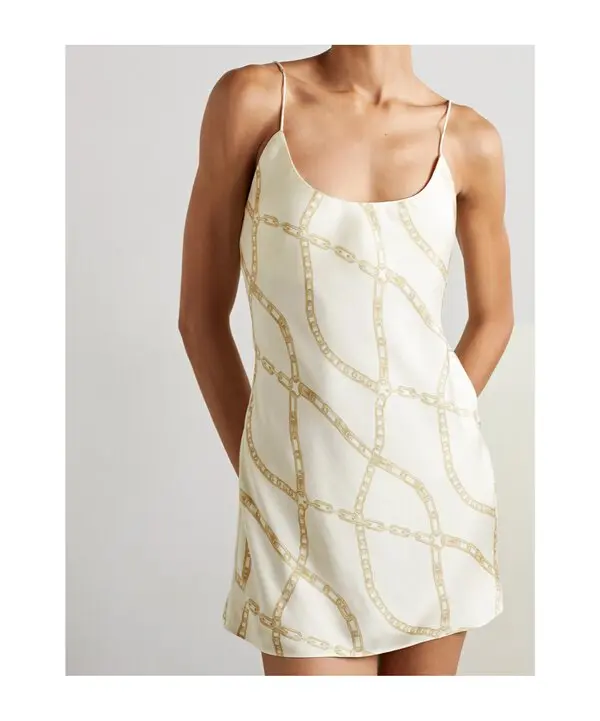 ANINE BING Lisette Chain-print Slip Dress