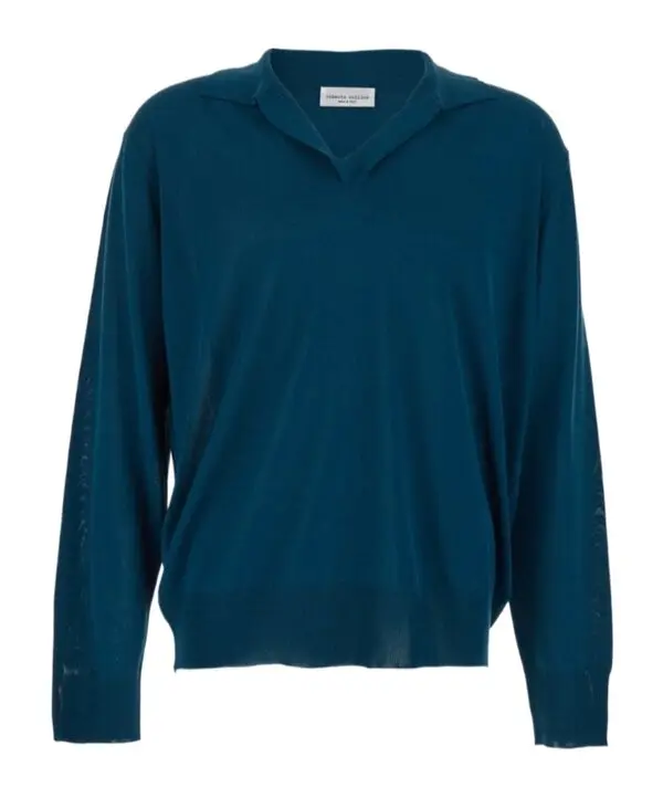 ROBERTO COLLINA Open Collar Knitted Top - Blue