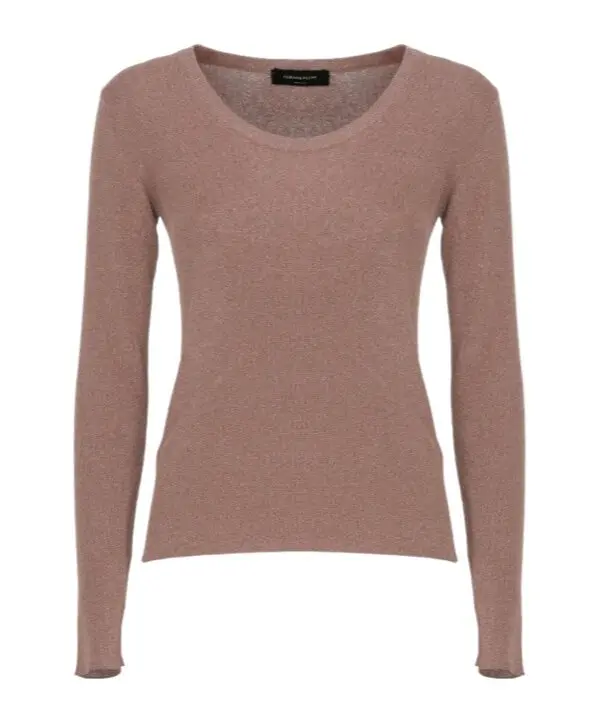 Fabiana Filippi Lurex Scoop Neck Knitted Sweater - Brown