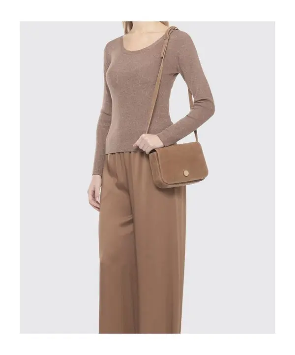 Fabiana Filippi Lurex Scoop Neck Knitted Sweater - Brown