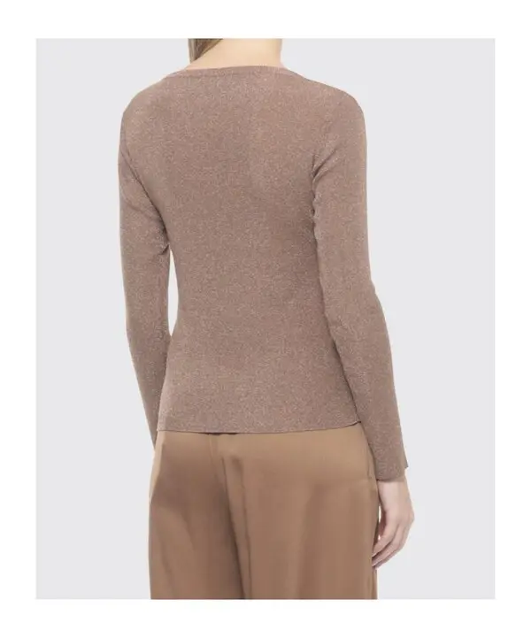 Fabiana Filippi Lurex Scoop Neck Knitted Sweater - Brown