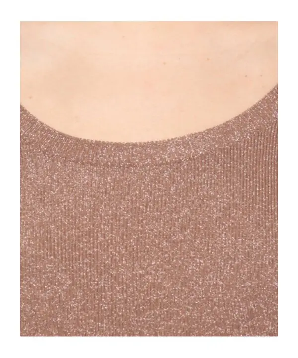 Fabiana Filippi Lurex Scoop Neck Knitted Sweater - Brown