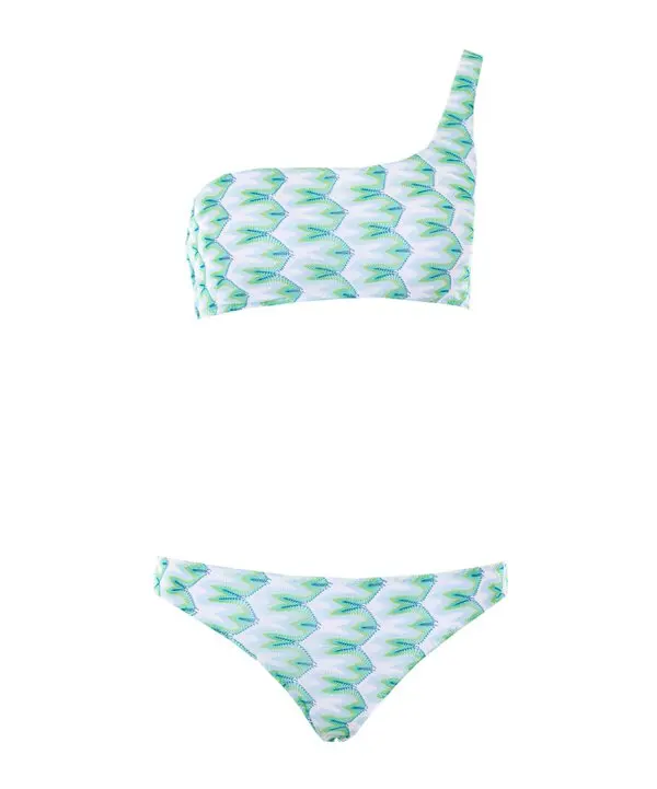 Missoni One-shoulder Bikini With All-over Pattern - Blue