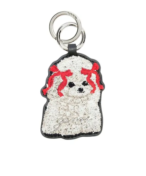 GANNI Joy Dog Bow Keyring - Black