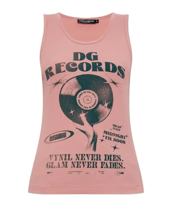 Dolce & Gabbana Ribbed Graphic Print Sleeveless Top