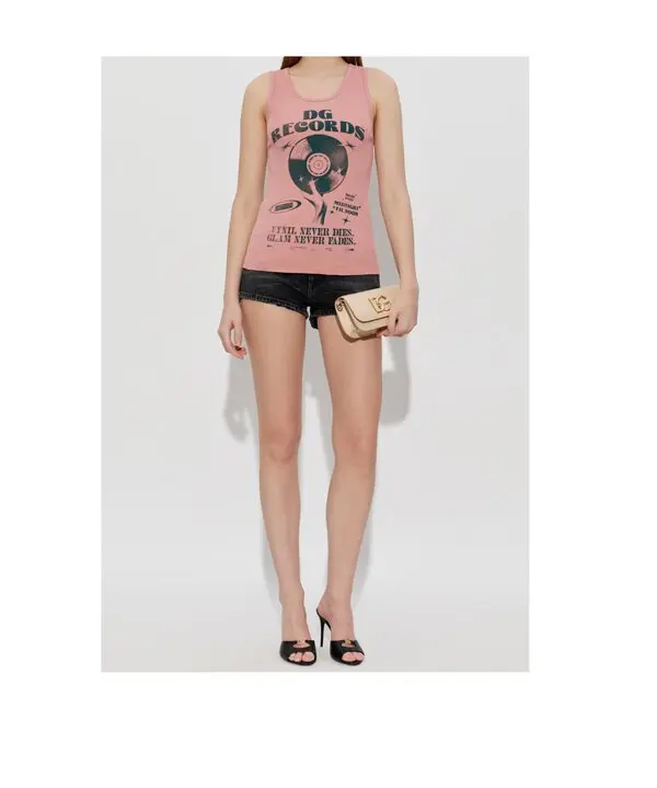 Dolce & Gabbana Ribbed Graphic Print Sleeveless Top