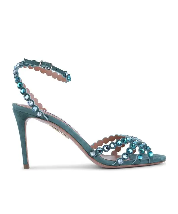 AQUAZZURA Tequila Embellished Ankle Strap Sandals - Blue