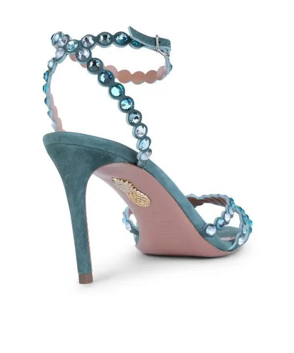AQUAZZURA Tequila Embellished Ankle Strap Sandals - Blue