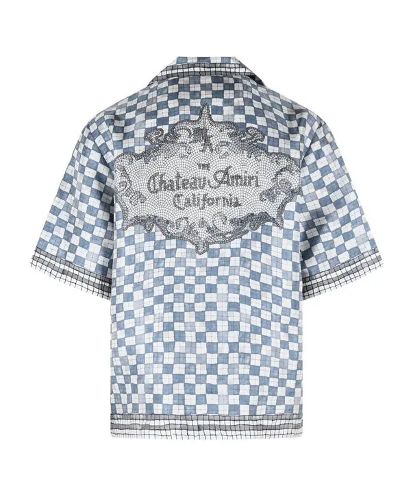 Amiri Checked Short Sleeved Shirt - Light Blue
