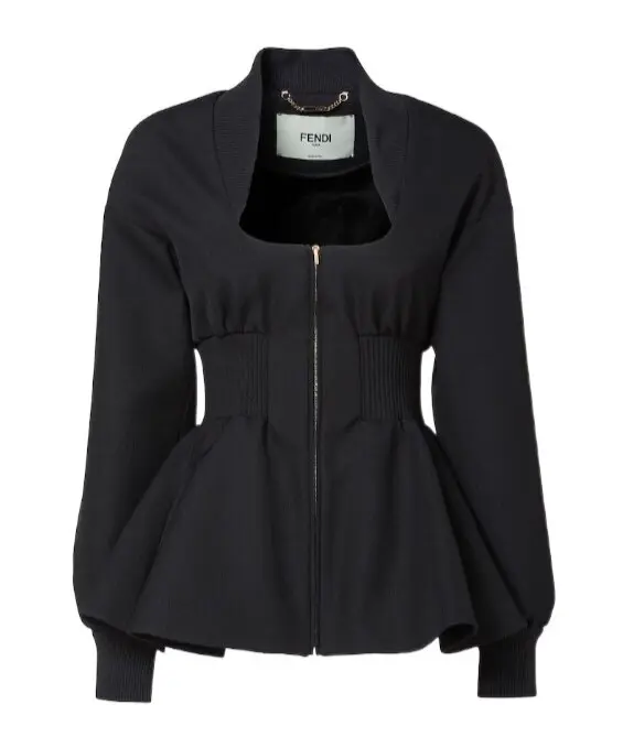 Fendi Peplum Hem Square-neck Jacket