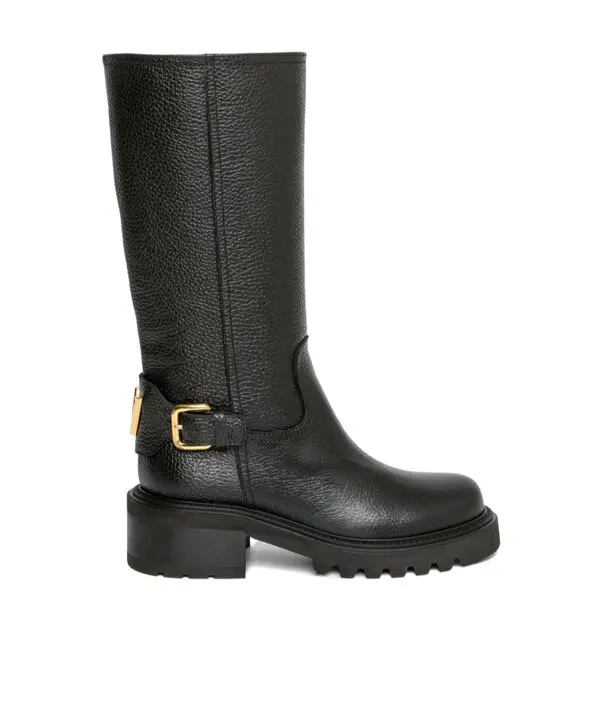 VIA ROMA 15 Leather Buckled Knee High Boots
