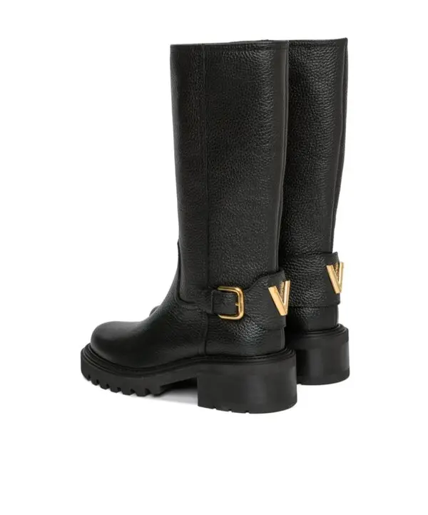VIA ROMA 15 Leather Buckled Knee High Boots