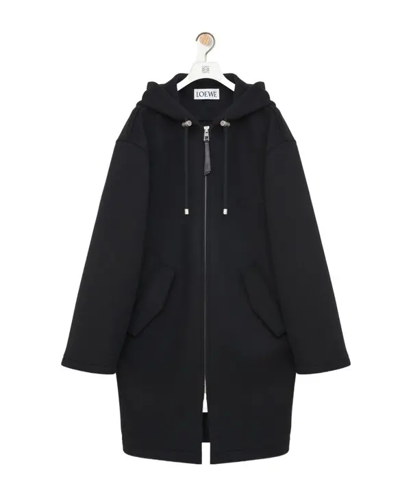 Loewe Hooded Zip-up Coat With Puzzle Zipper Pull