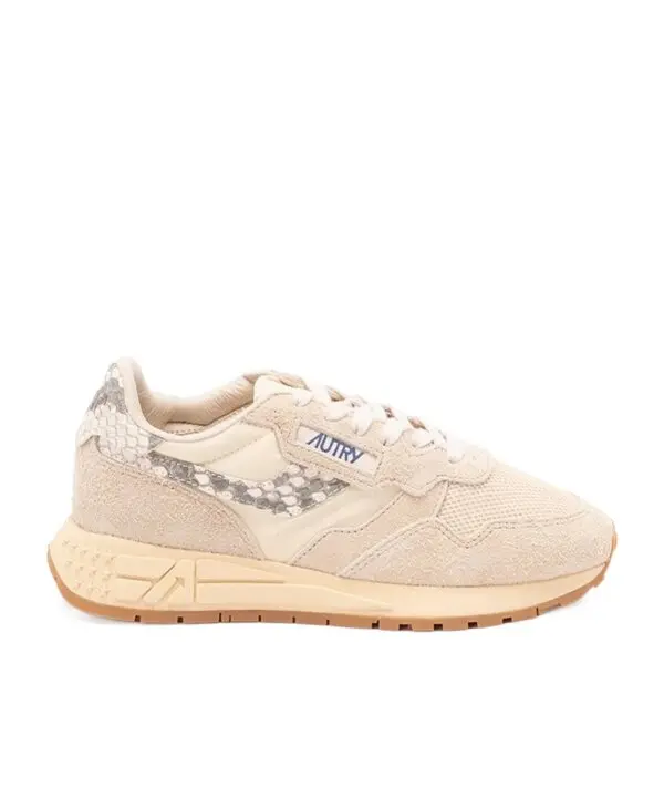 AUTRY Logo Printed Lace-up Sneakers - Ecru/rock