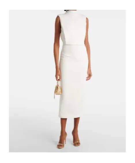 Roland Mouret Cady Midi Dress With Open Back And Rear Slit