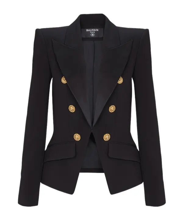 Balmain 6-button Jacquard Blazer - Black