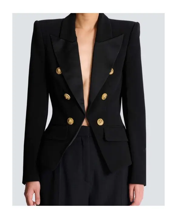 Balmain 6-button Jacquard Blazer - Black