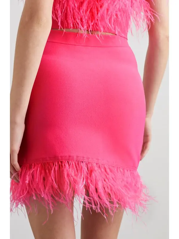 Staud Chaya Feather-embellished Knit Mini Skirt