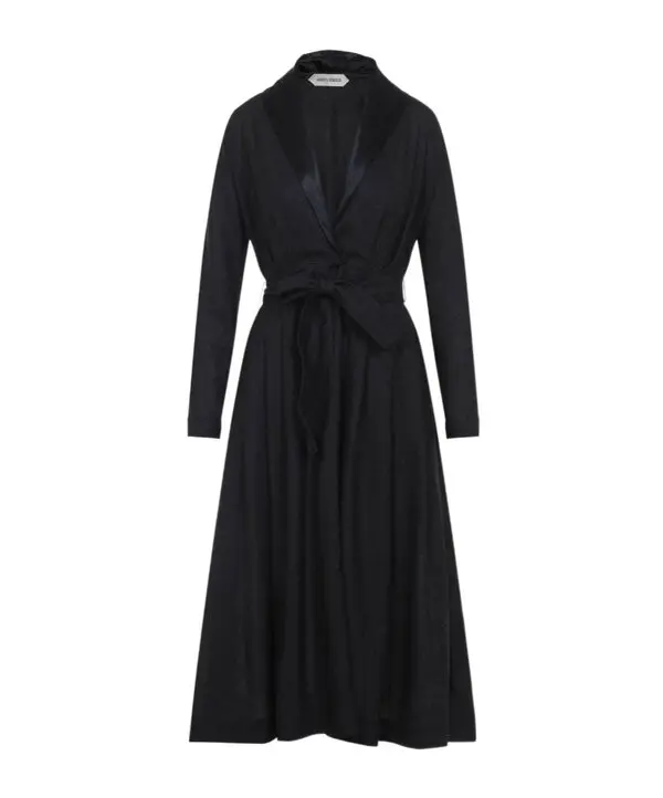 Alberta Ferretti Long Sleeve V-neck Belted A-line Dress