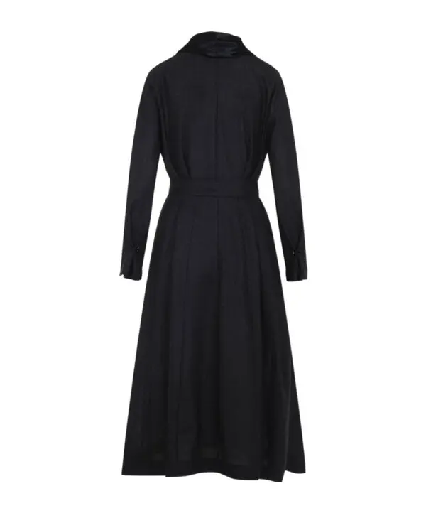 Alberta Ferretti Long Sleeve V-neck Belted A-line Dress