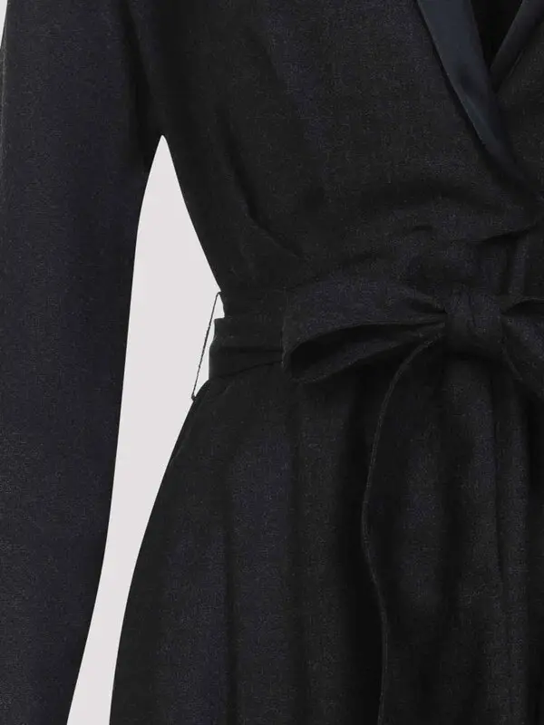 Alberta Ferretti Long Sleeve V-neck Belted A-line Dress