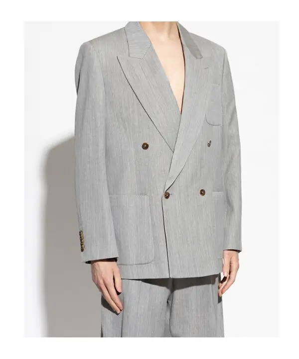 Amiri Double Breasted Long Sleeved Blazer - Grey