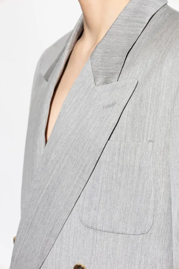 Amiri Double Breasted Long Sleeved Blazer - Grey
