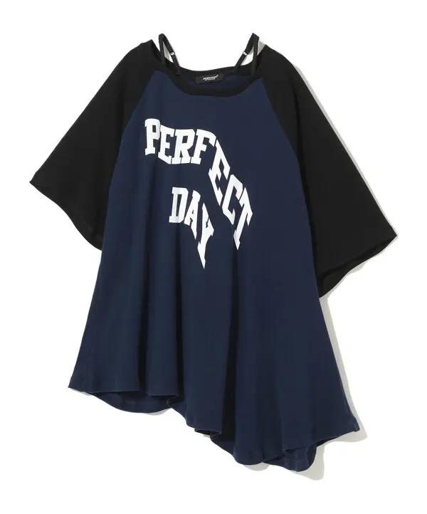Undercover Asymmetrical Short-sleeved T-shirt - Navy Blue