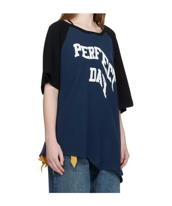 Undercover Asymmetrical Short-sleeved T-shirt - Navy Blue
