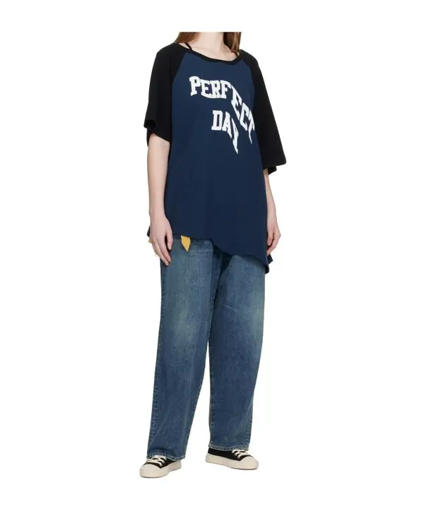Undercover Asymmetrical Short-sleeved T-shirt - Navy Blue