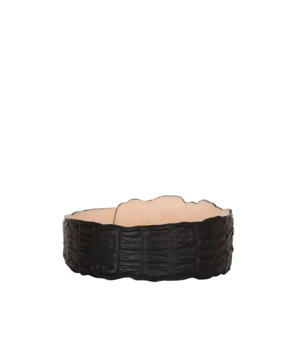 Balmain Wide Crocodile-effect Leather Belt - Black