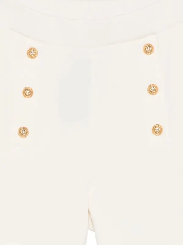 Balmain Cotton Button Detailed Shorts - Cream