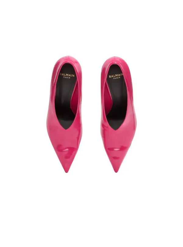 Balmain Shiny Lambskin Wedge Pumps - Pink