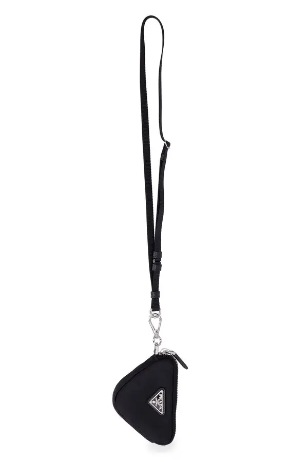 Prada Re-nylon Triangle Pouch Keyring - Black