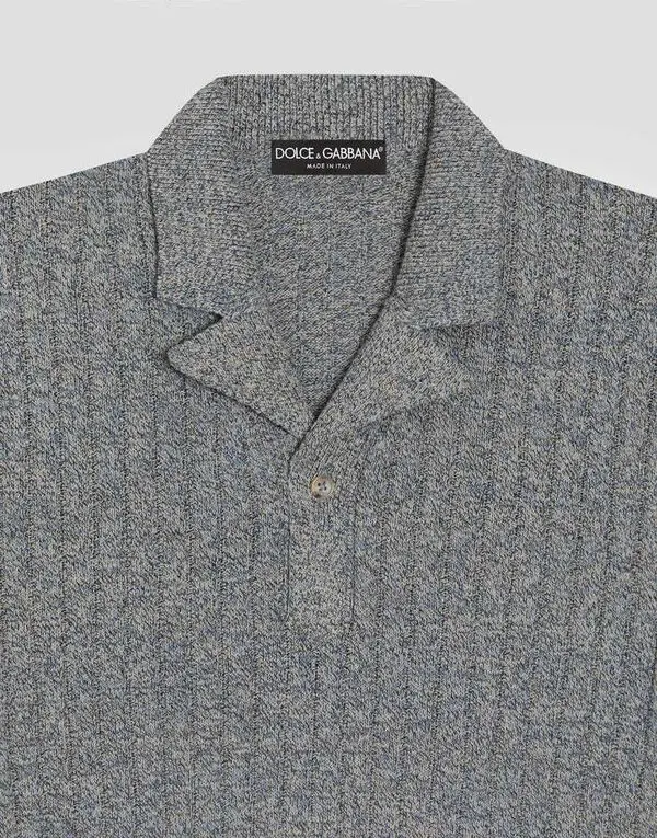 Dolce & Gabbana Dolce Gabbana Ribbed-knit Short-sleeved Polo Shirt - Grey