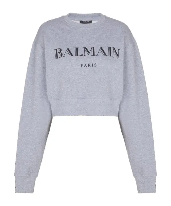 Balmain Printed Crew-neck Sweatshirt - Gray