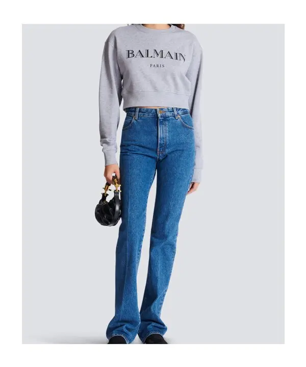Balmain Printed Crew-neck Sweatshirt - Gray