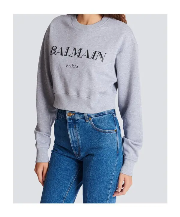 Balmain Printed Crew-neck Sweatshirt - Gray